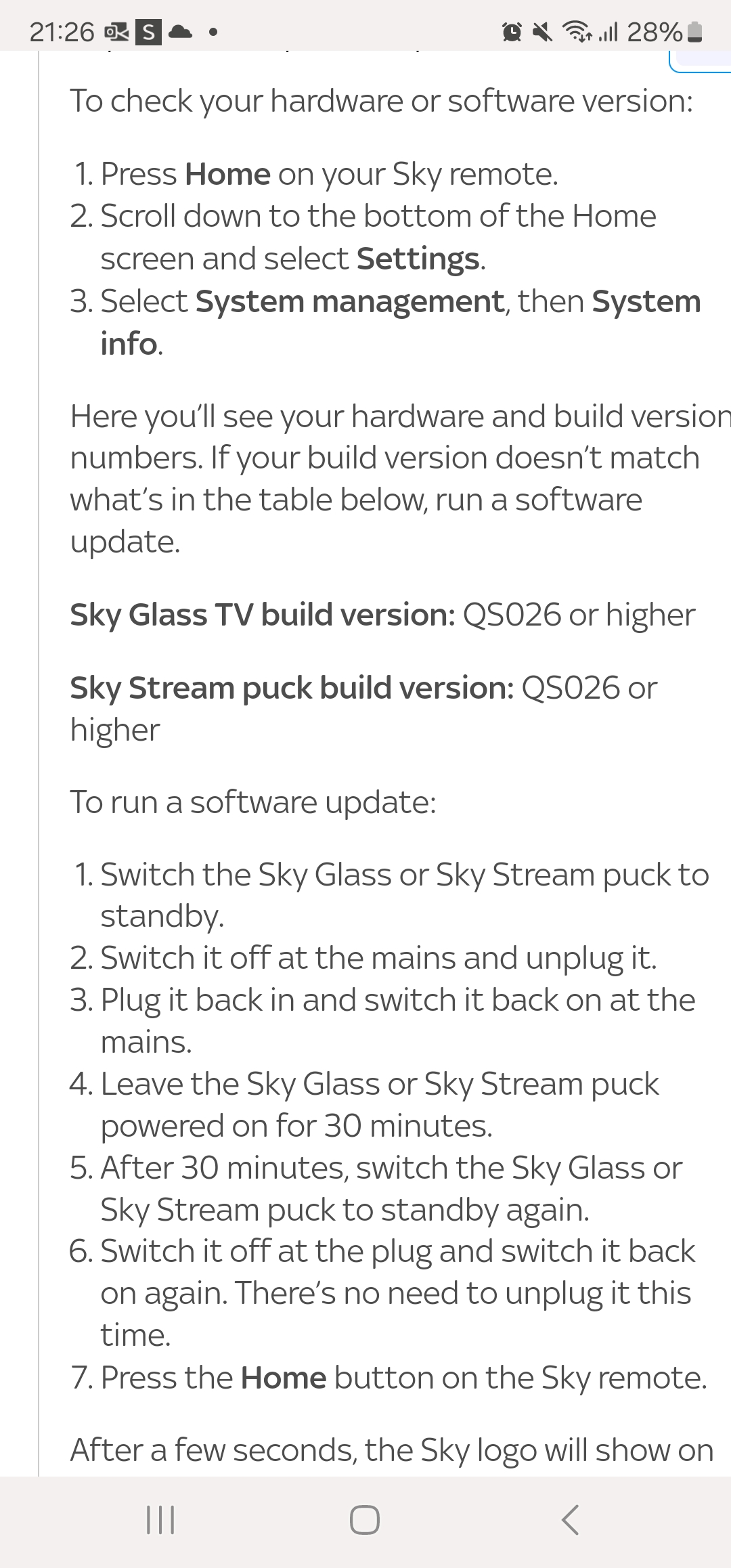 Sky software is okd and wont uodate | Sky Community