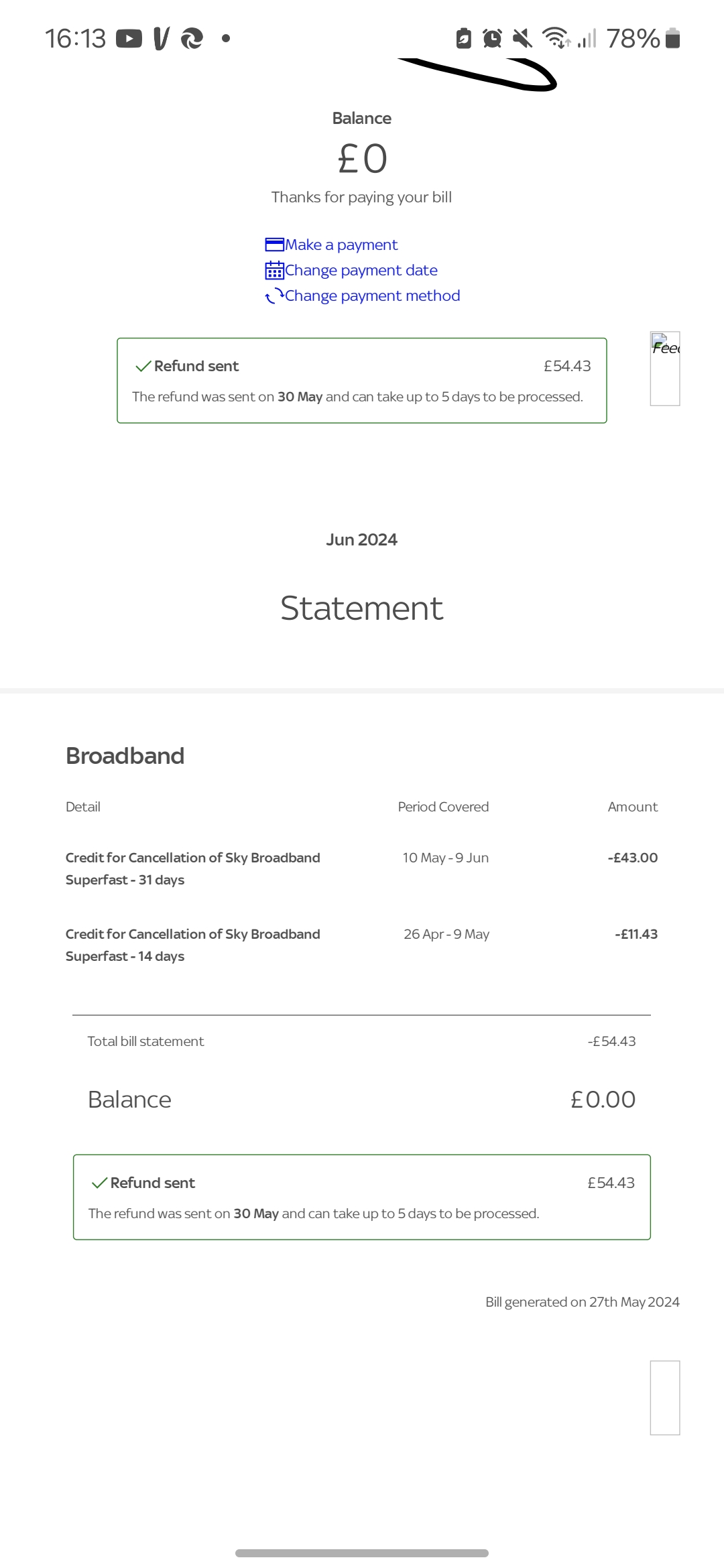Answered: copy of my final broadband bill with sky and and c... - Page ...