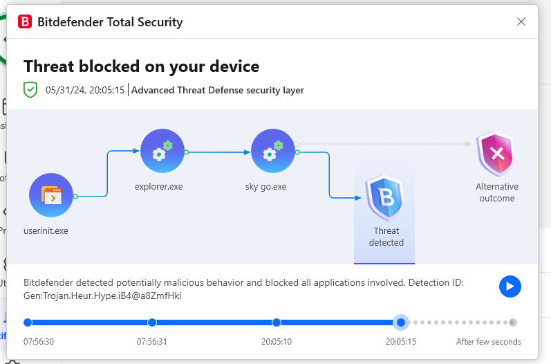 Answered: Bitdefender detecting Malware and blocks Sky Go on... | Sky Community