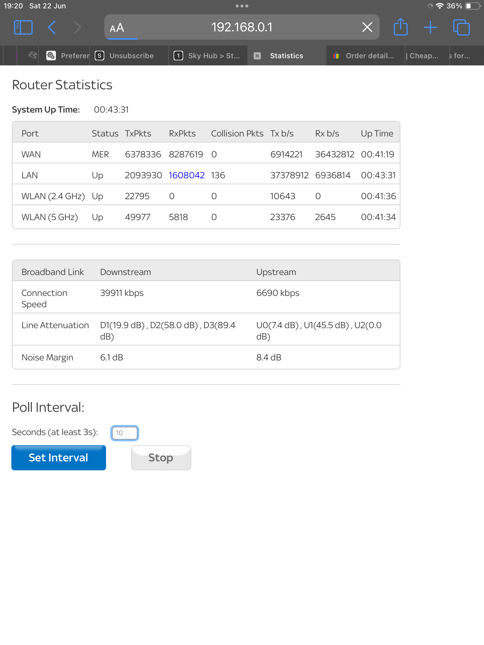 Broadband drops and router stats | Sky Community