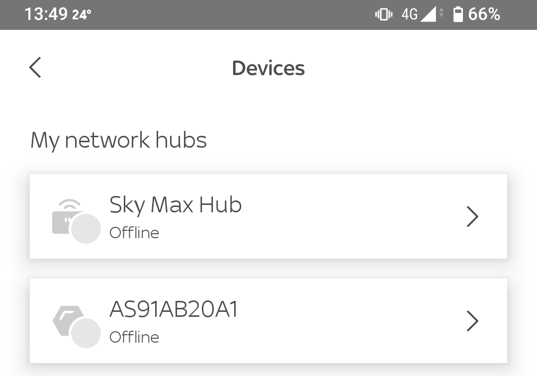 White light on white SkyHub but no internet | Sky Community