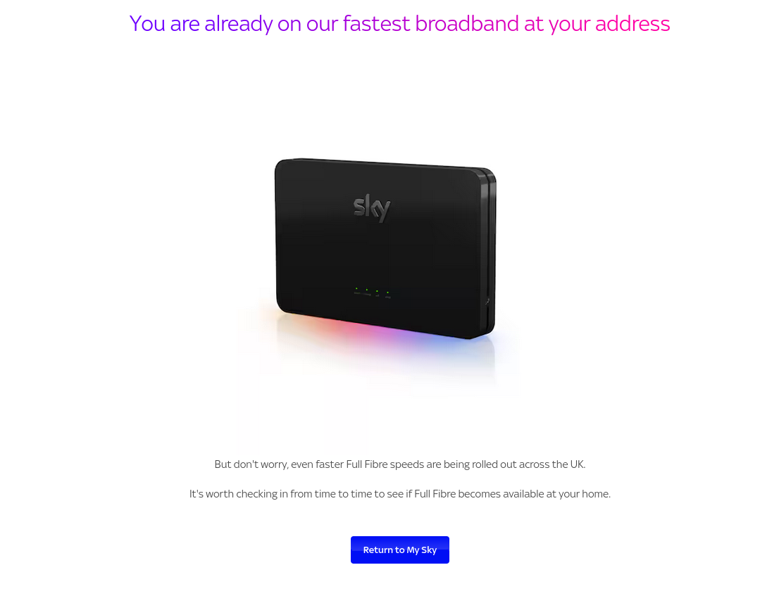 Broadband upgrade | Sky Community