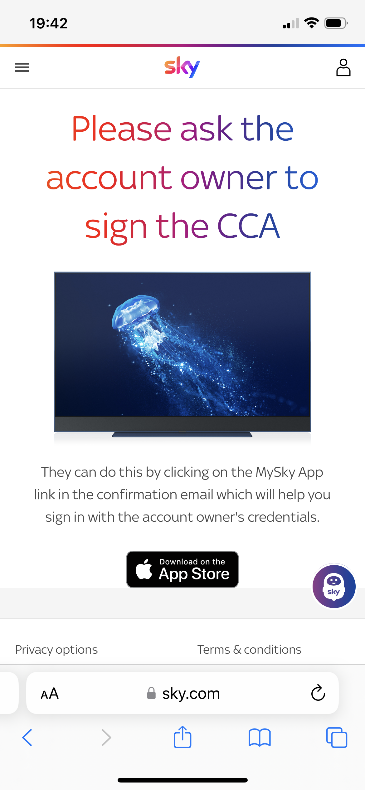 Unable to sign Credit Agreement | Sky Community