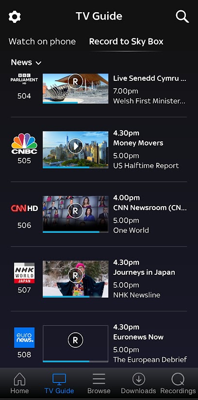 Answered: Re: SKY REMOTE RECORD FROM IPHONE WHEN CHANNEL NOT... | Sky ...