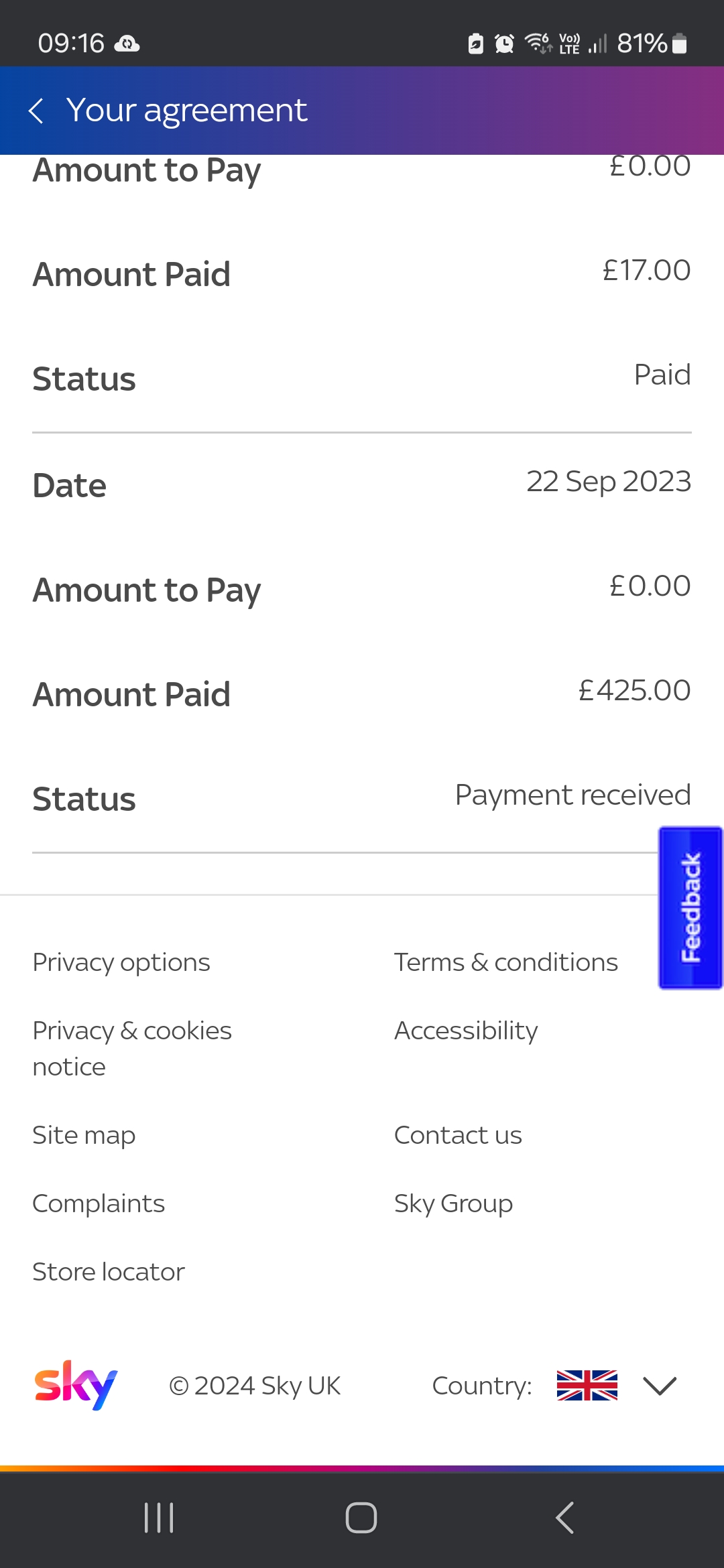 Sky Glass credit agreement closure | Sky Community