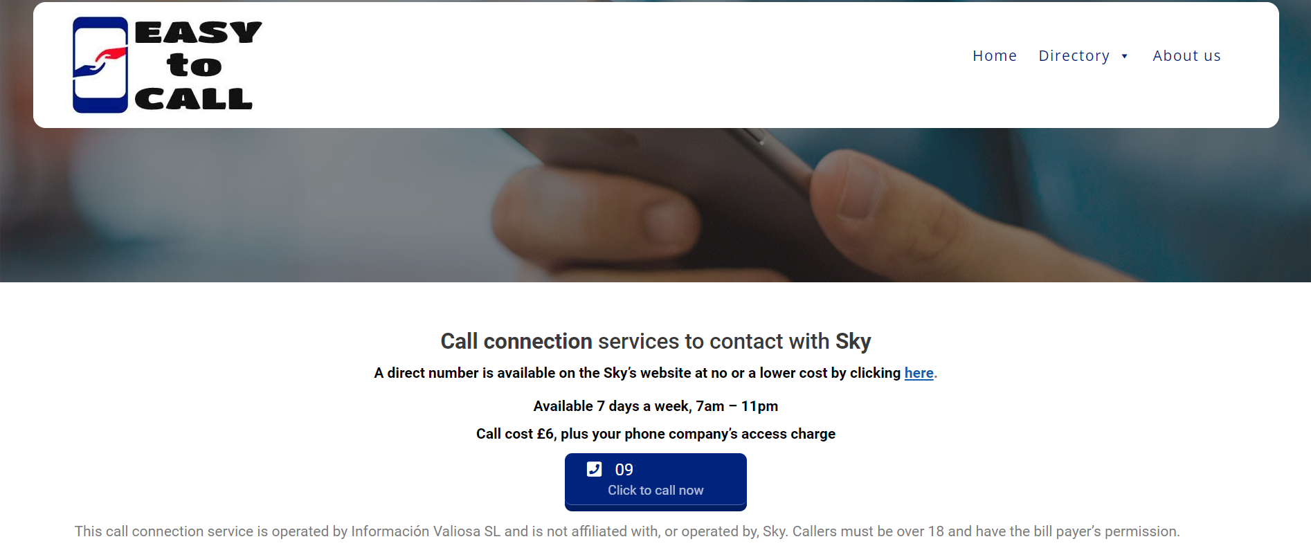Premium Rate Call Sites Targeting Sky Customers