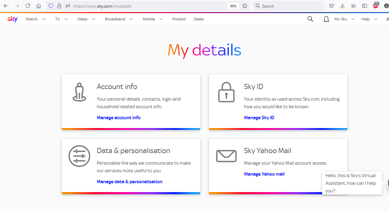 Cannot change my email password | Sky Community