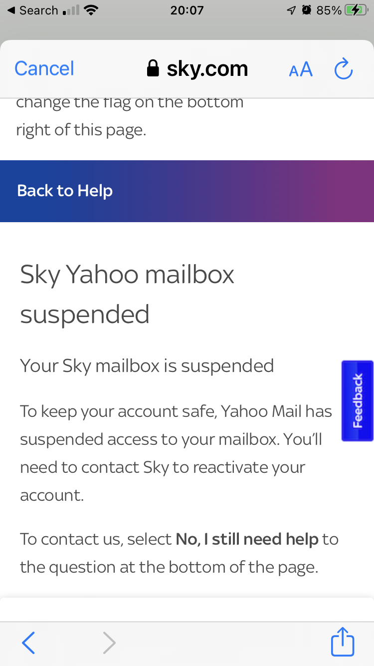 How do I restore my email if my mailbox is suspend... | Sky Community