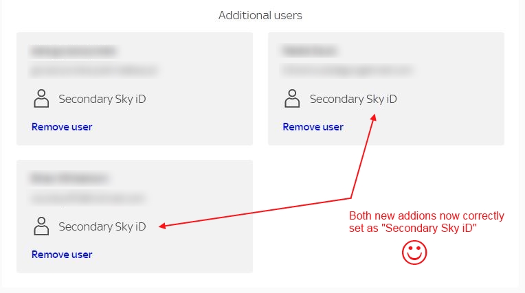 Answered: Secondary Sky iD accounts - Not to be set as "Auth... | Sky ...