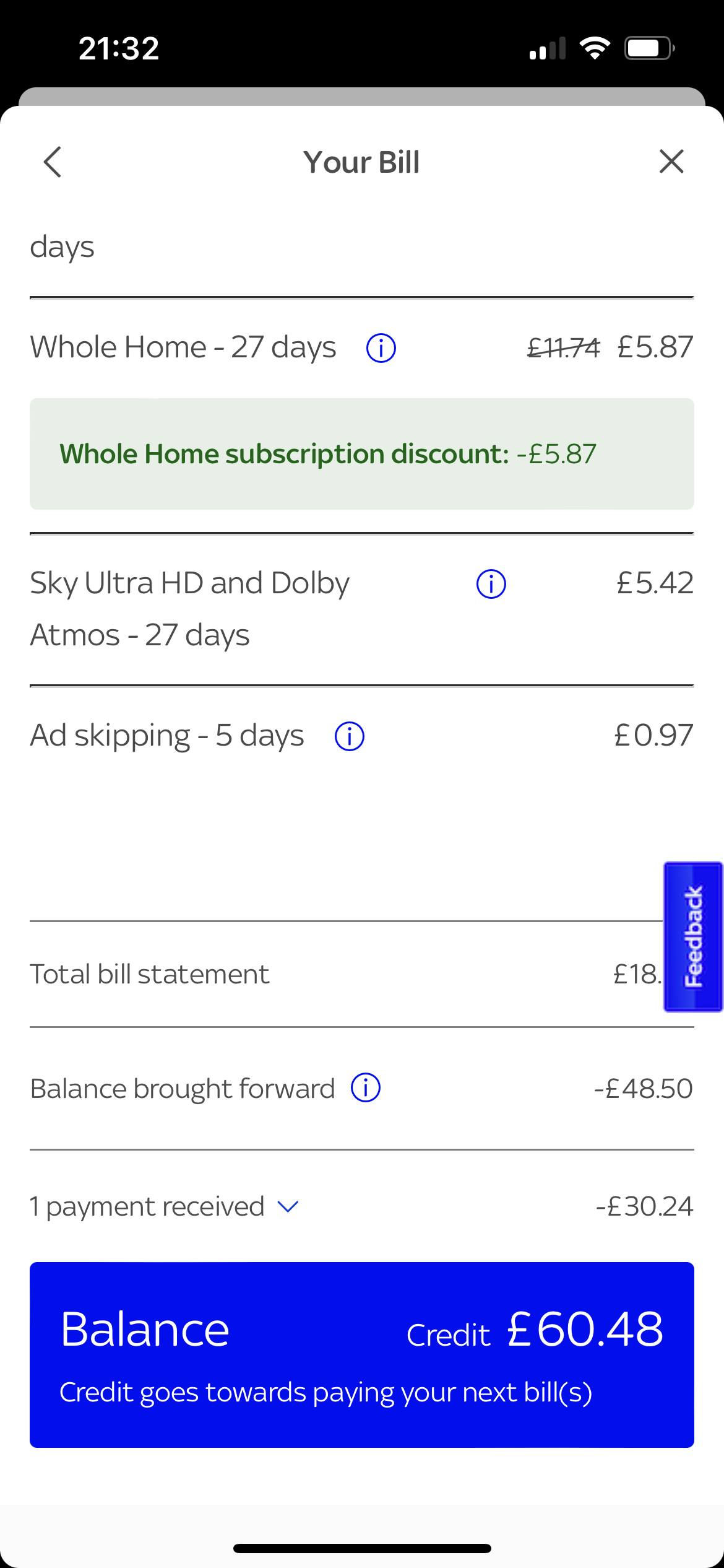 Understanding my bill.. | Sky Community