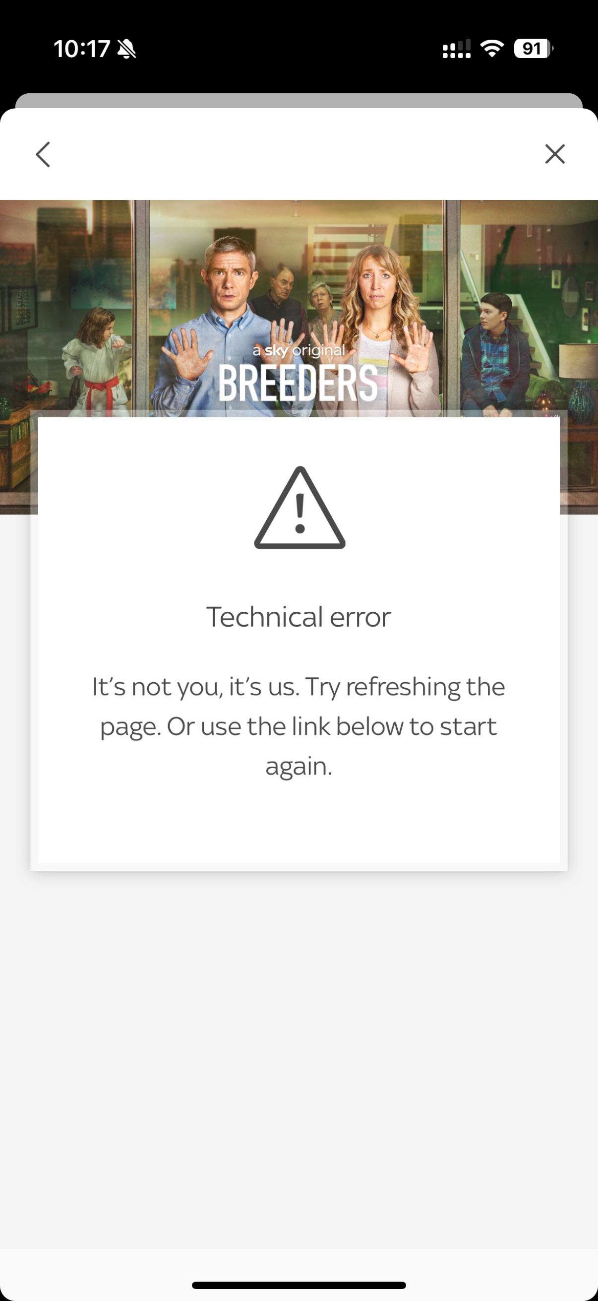 Answered: Technical error when trying to view contract renew... | Sky ...