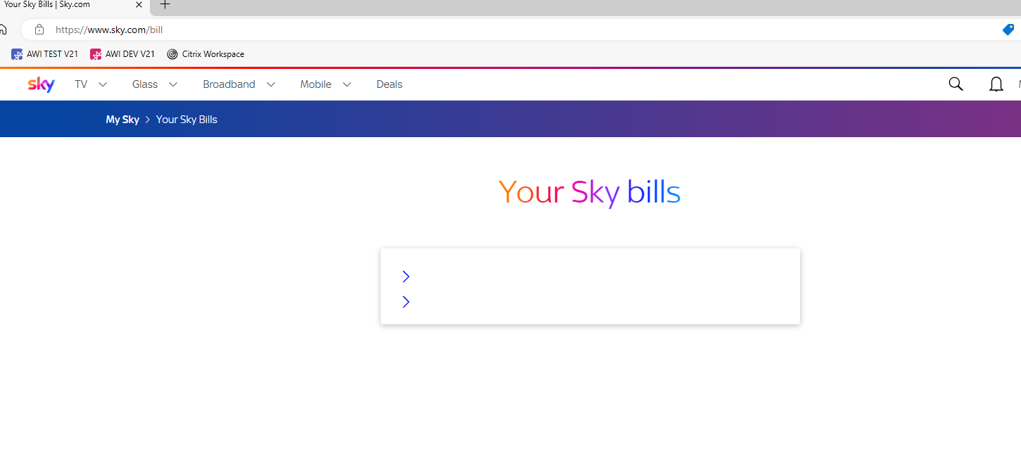 Sky Bill not visible | Sky Community