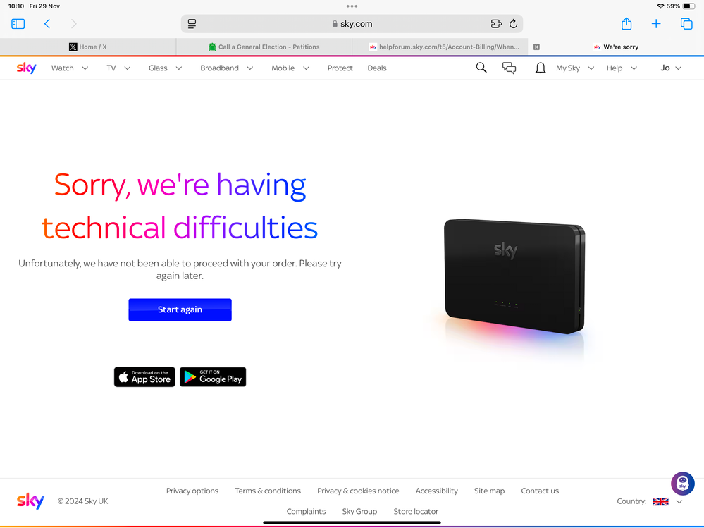 Sorry we’re having technical difficulties…. | Sky Community
