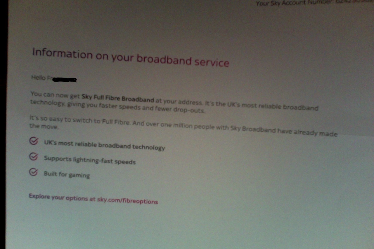 Broadband Scam letter | Sky Community