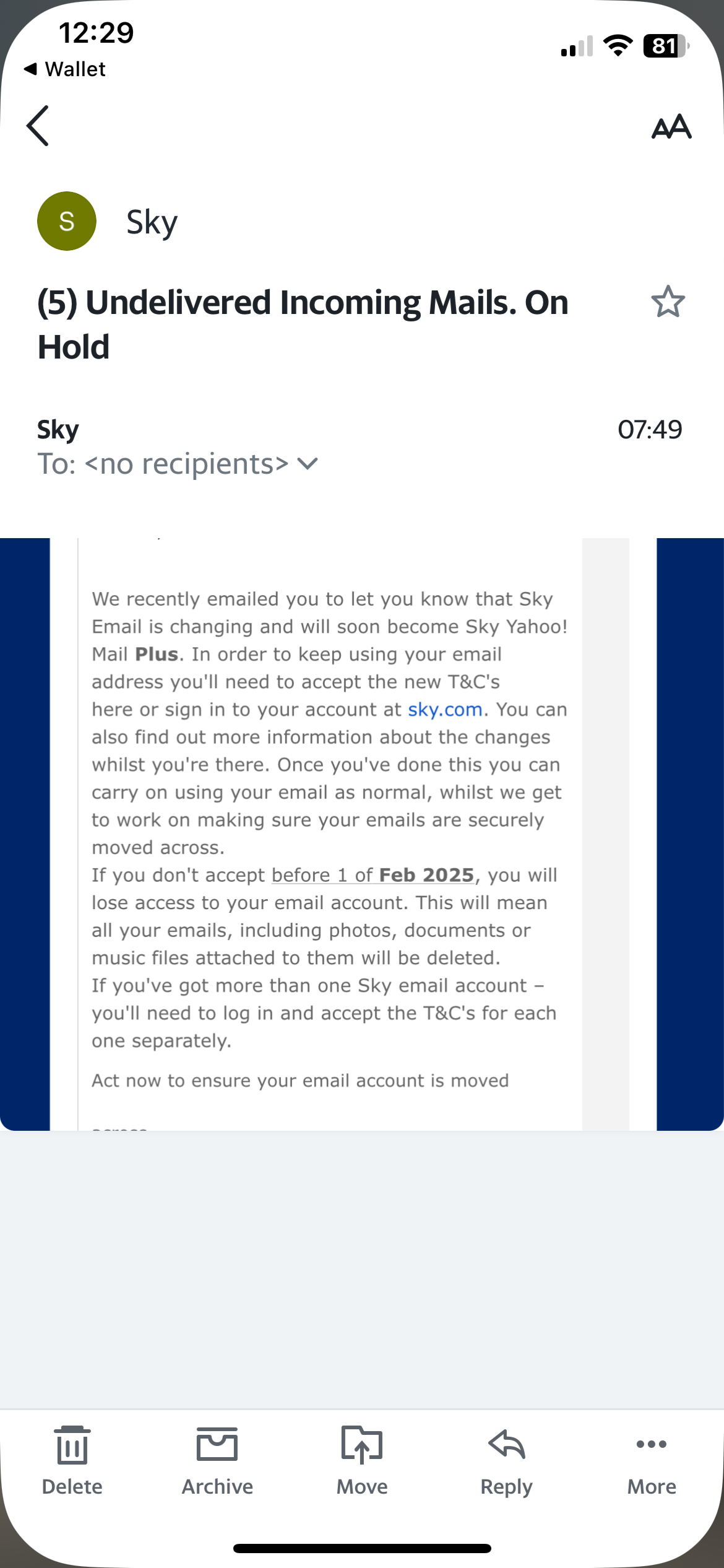 Answered: Email account updates | Sky Community