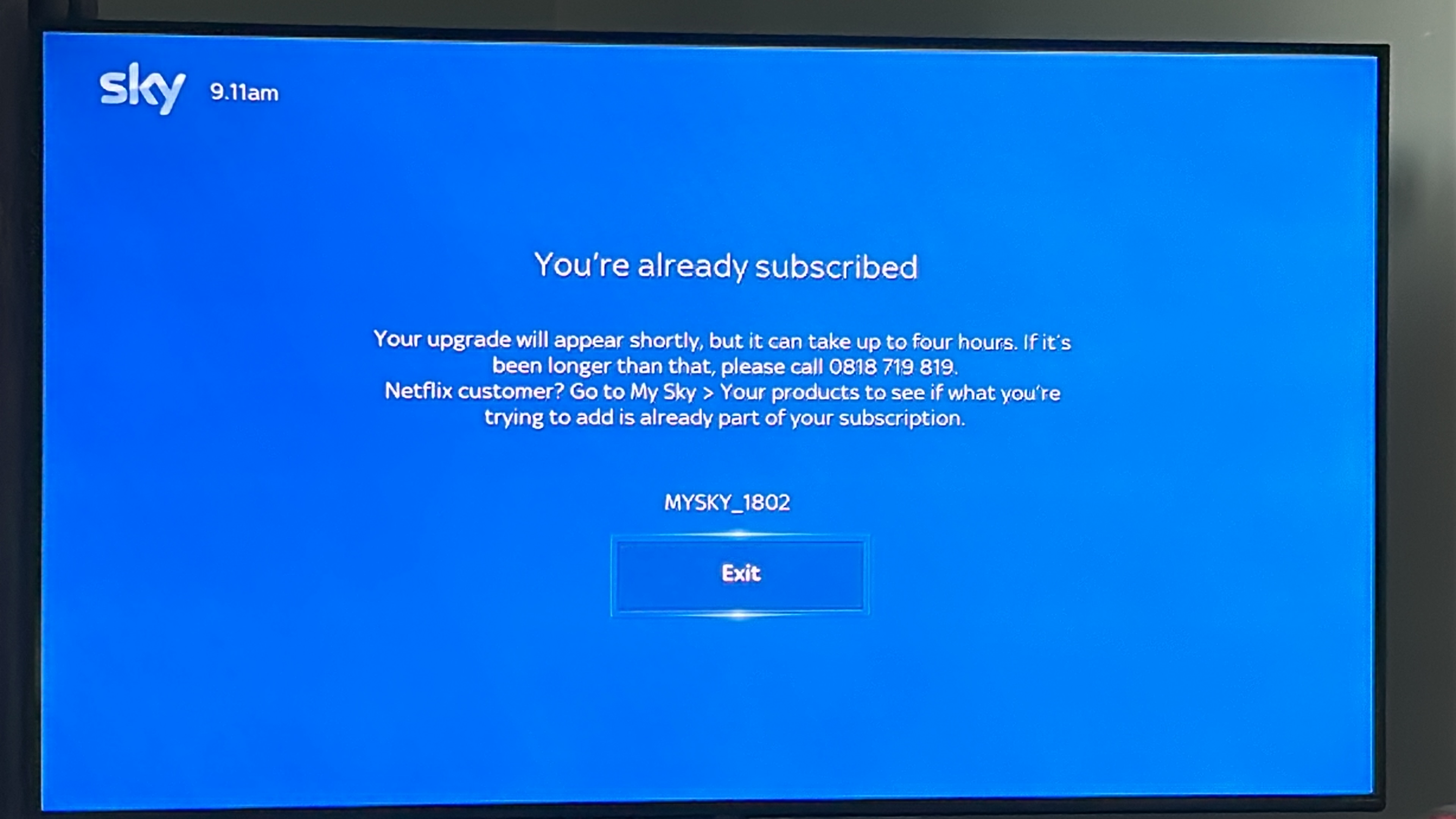 TNT Sports HD issue | Sky Community