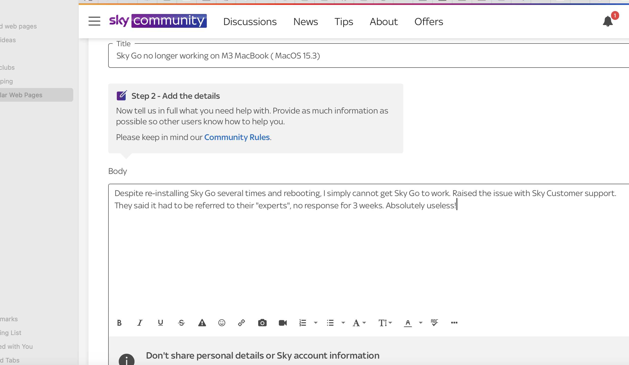 Sky Go no longer working on M3 MacBook ( MacOS 15.... | Sky Community