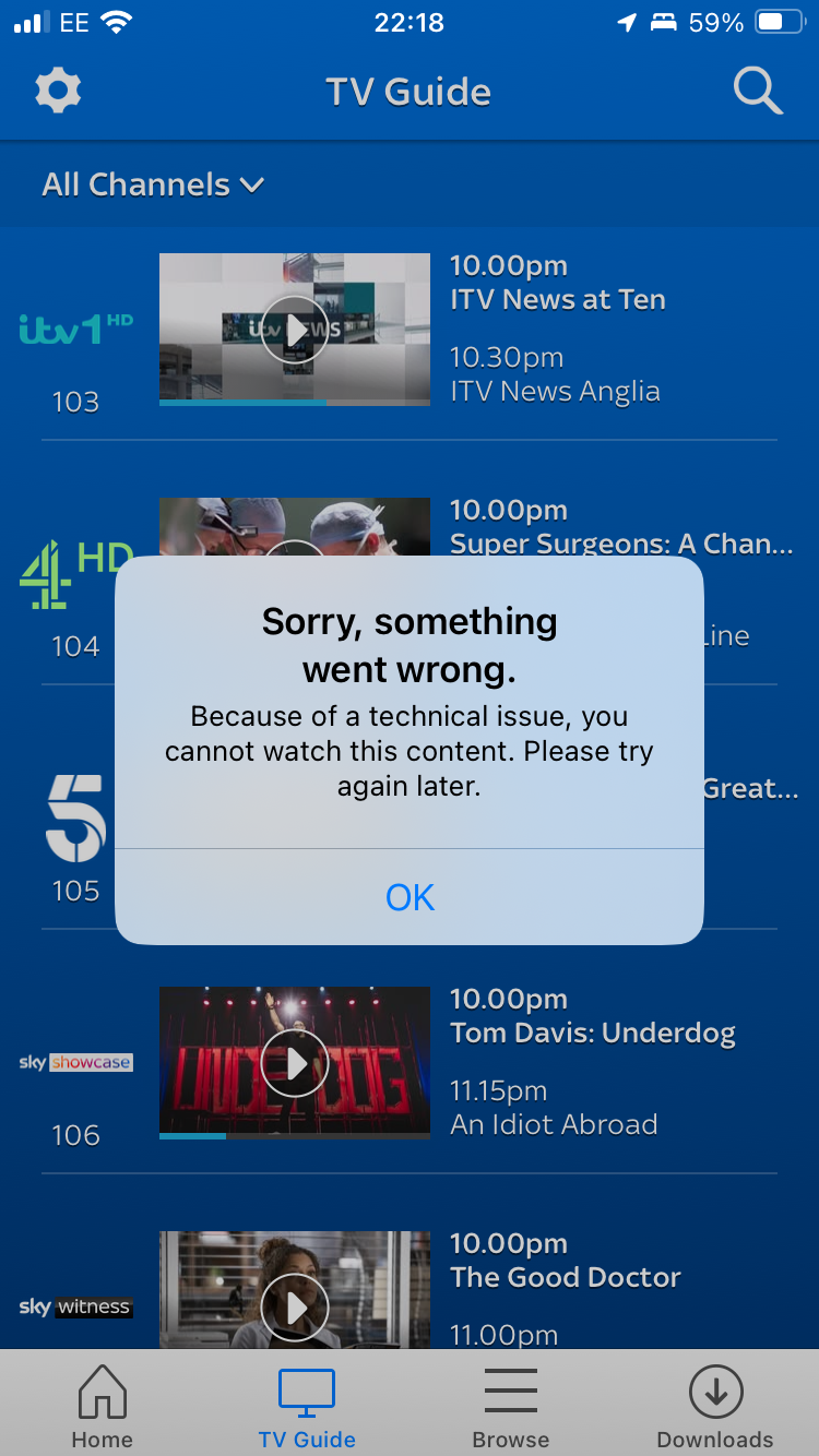 Sky go error message . | Sky Community