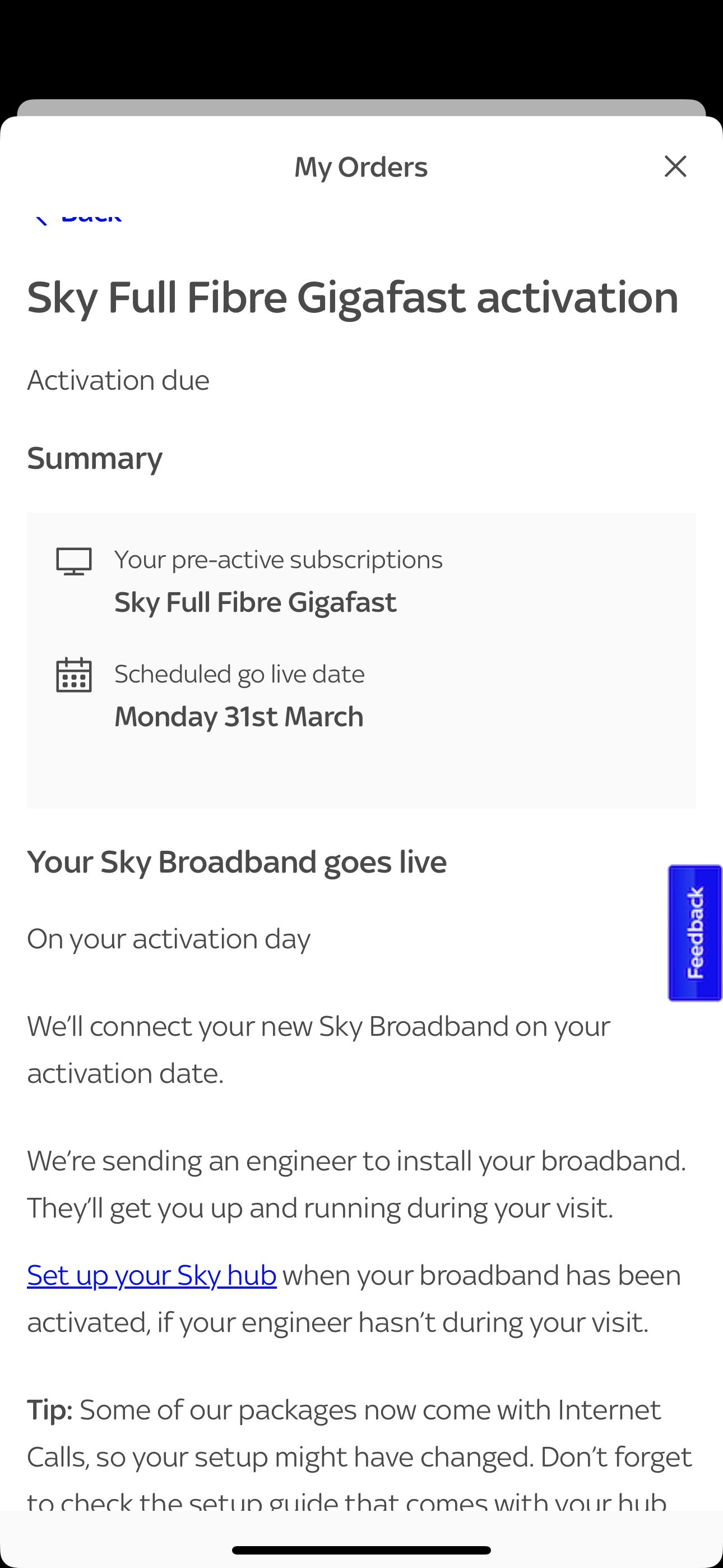 no one came to connect the internet | Sky Community