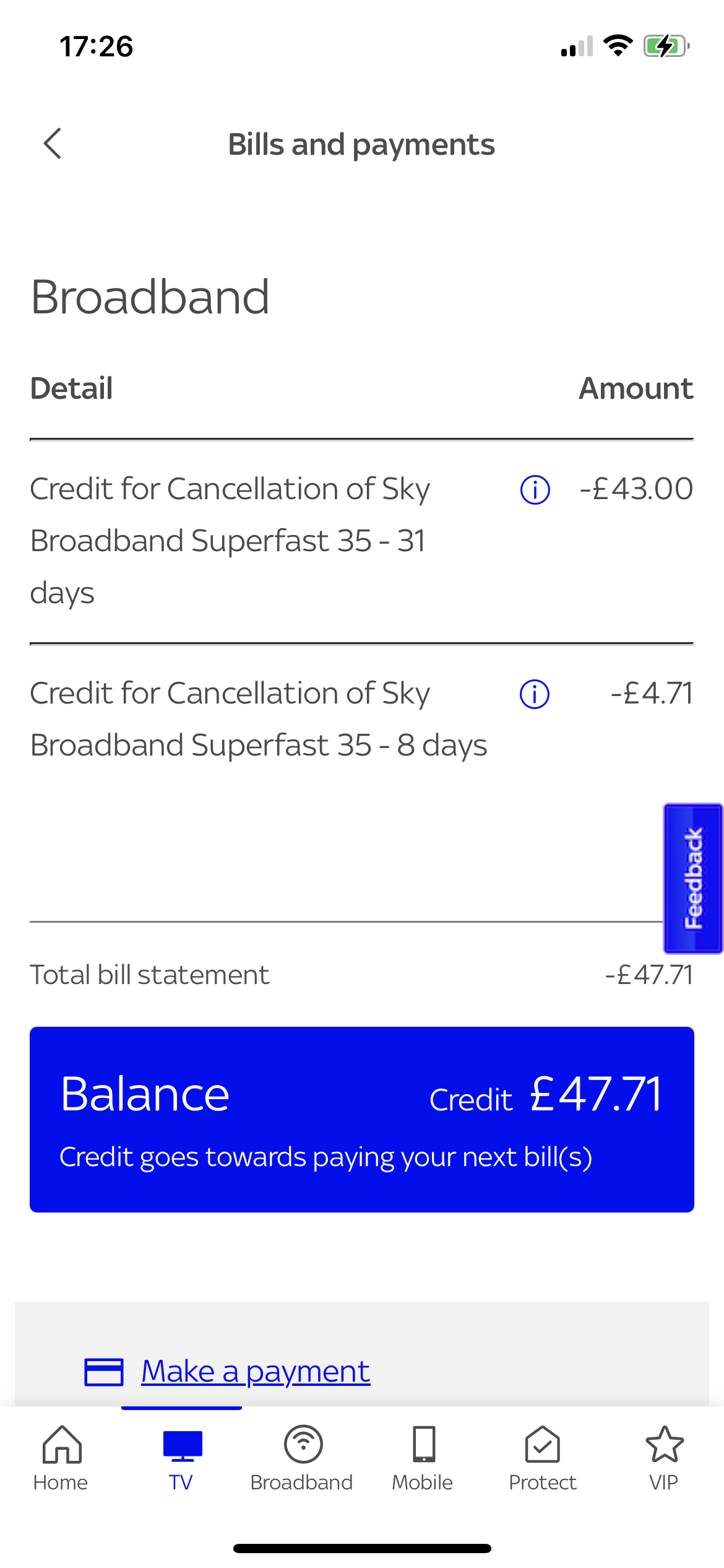 Answered: Credit refund | Sky Community