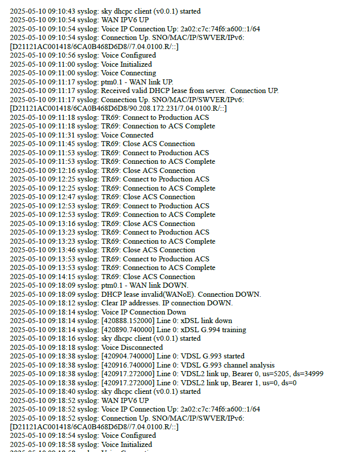 xDSL Link down, WAN link down | Sky Community