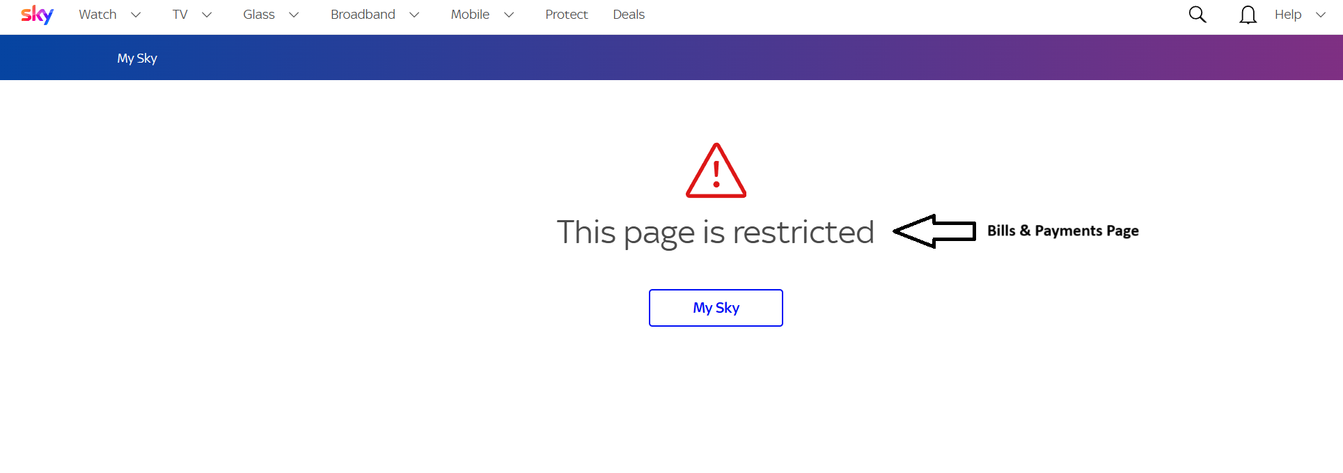 Can't access parts of my Sky account – multiple pa... | Sky Community