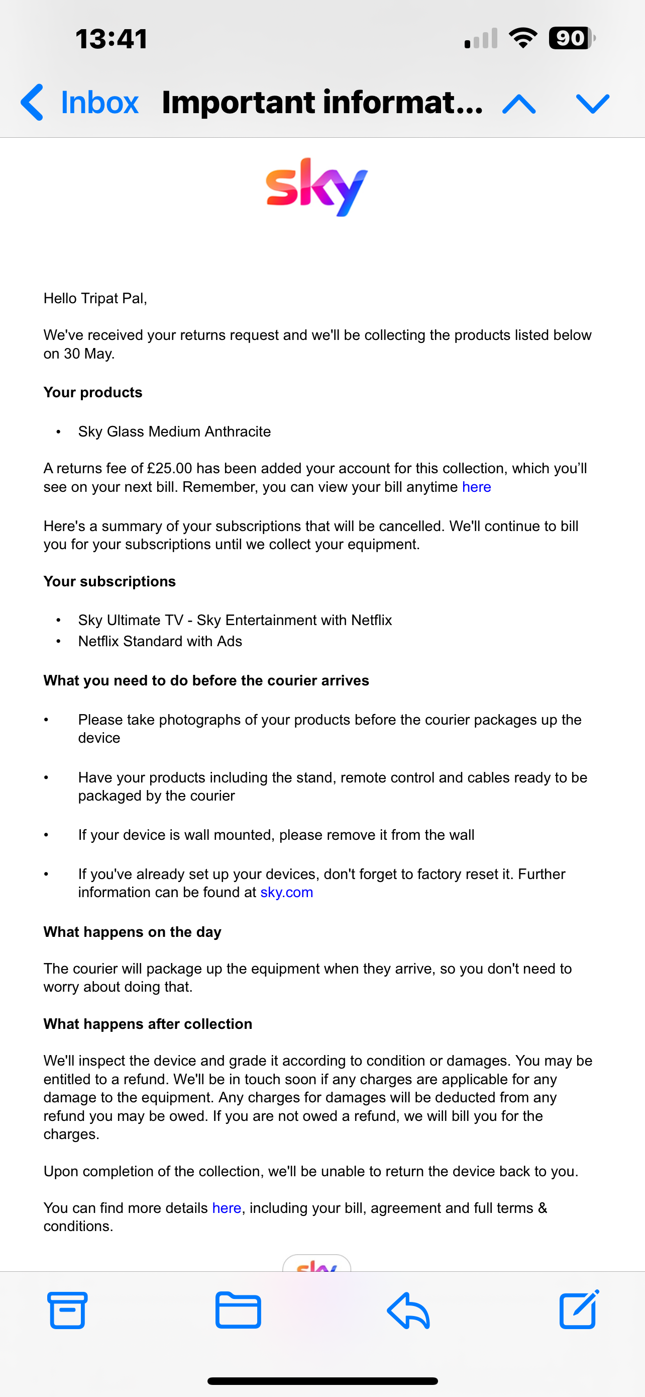 Sky glass tv bill | Sky Community