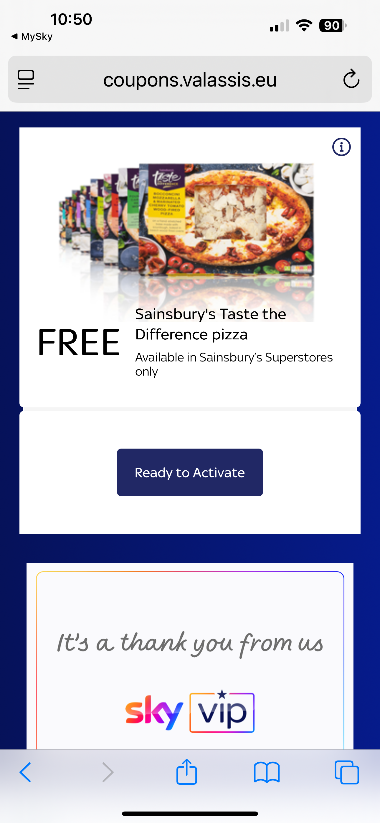 MySky app and Sainsbury tasty treat offer | Sky Community
