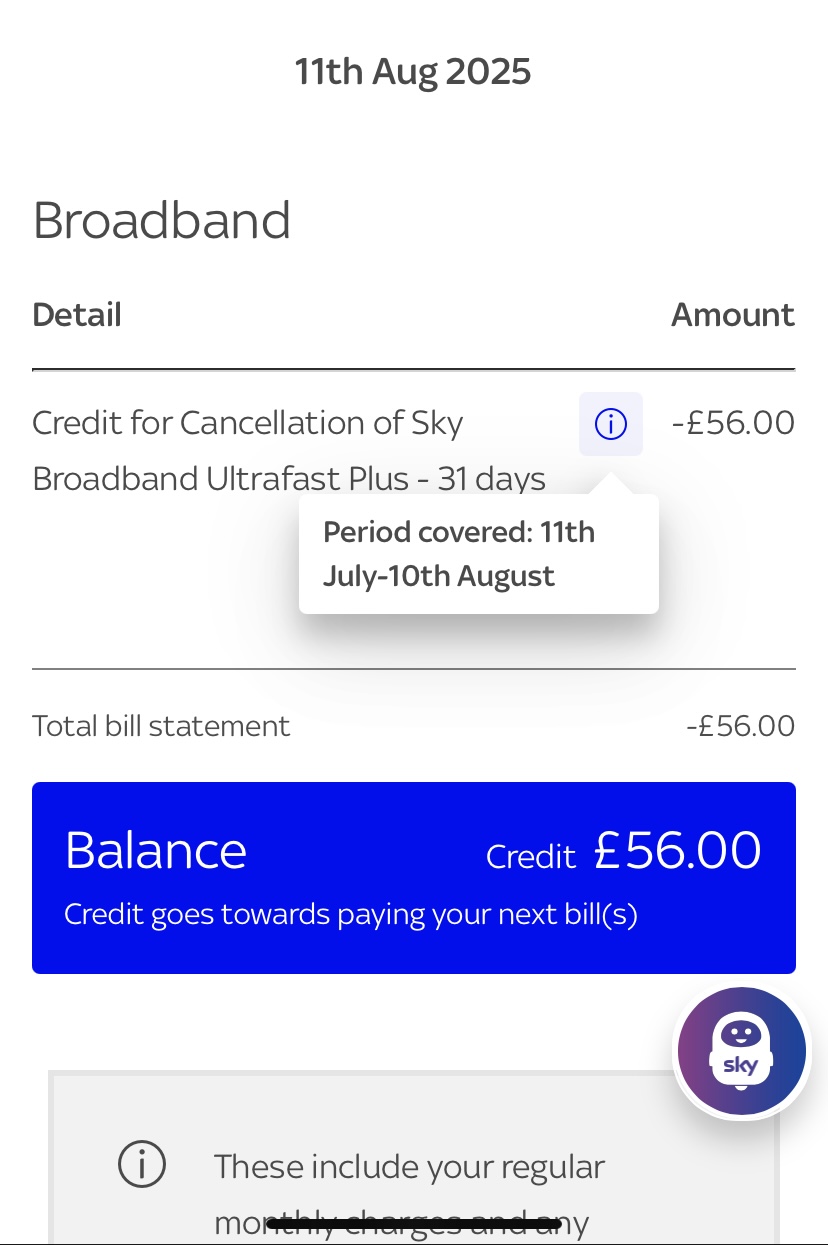 Credit refund due? | Sky Community