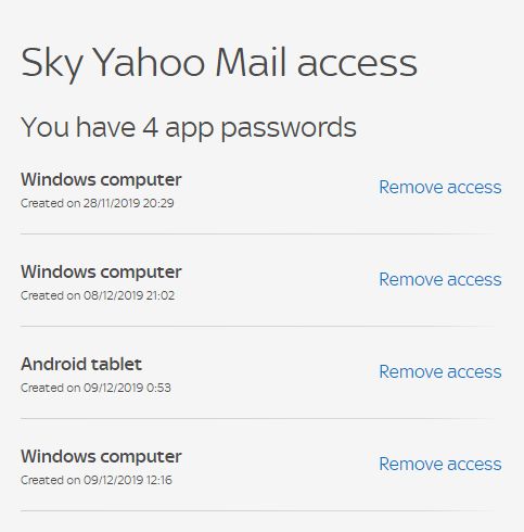 Answered: Managing App Passwords for multiple devices - Sky Community