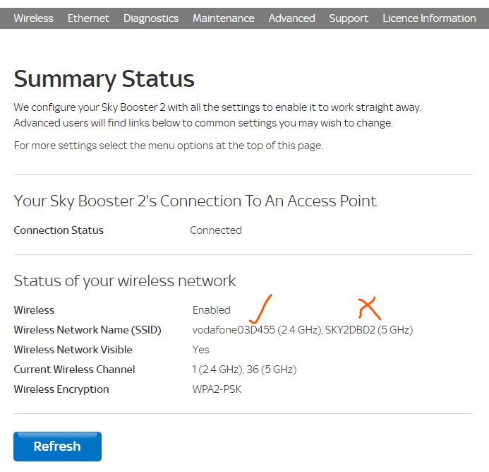 Answered: Sky Booster 2 only mirrors 2.4 GHz - Sky Community