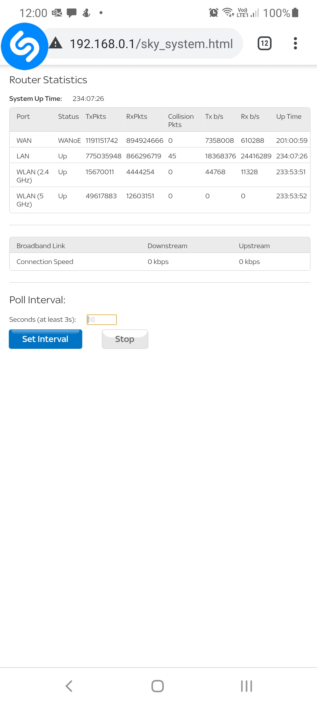 Sky Fibre Router Upload/Download Speed - Sky Community