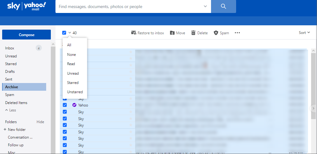 deleting a very large number of archived emails fr... | Sky Community