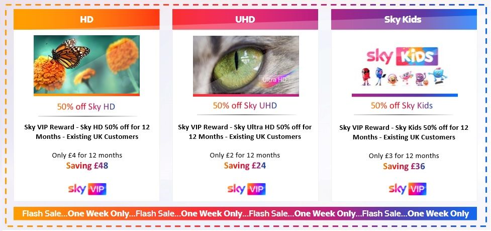 Sky Deals: 50% off HD, UHD and Kids for 12 months! VIP