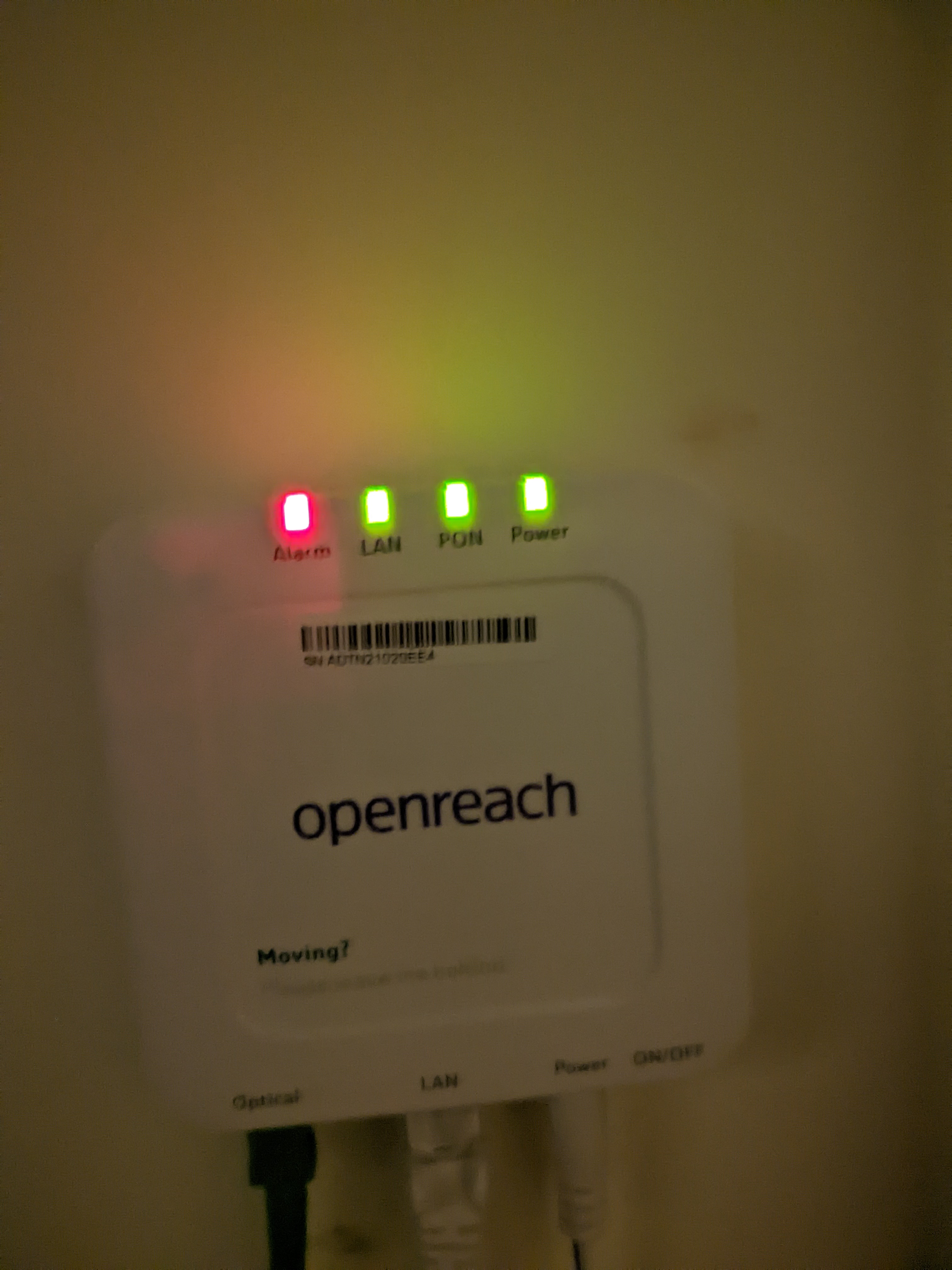 ONT fault light is red. | Sky Community