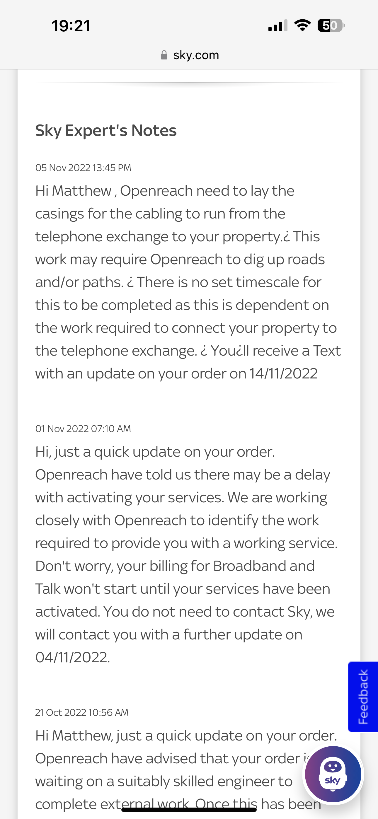 Openreach FTTP install delay question | Sky Community