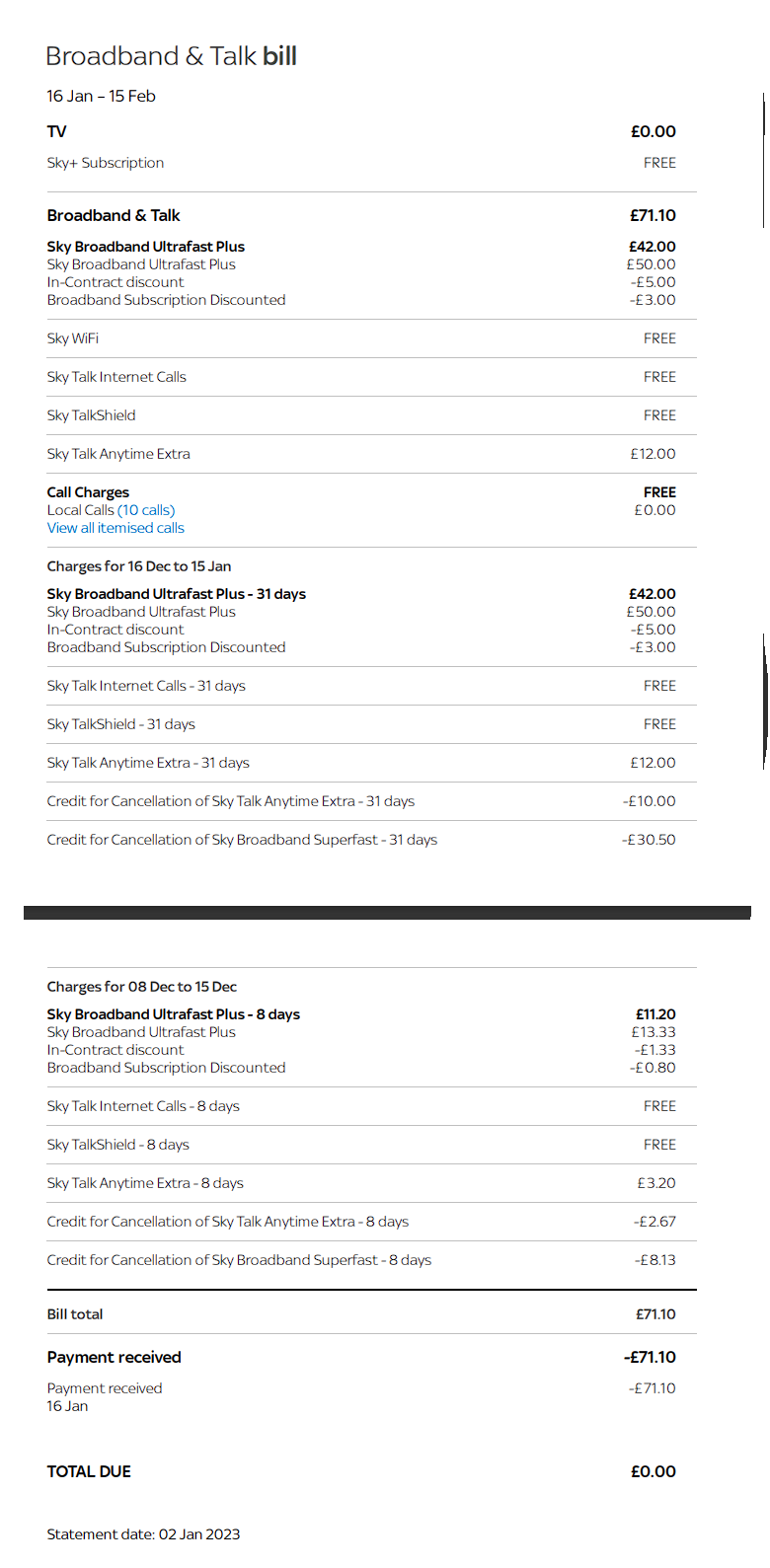 cant make heads or tails from my bill | Sky Community