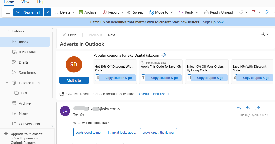 Answered: Sky advert attached to emails | Sky Community