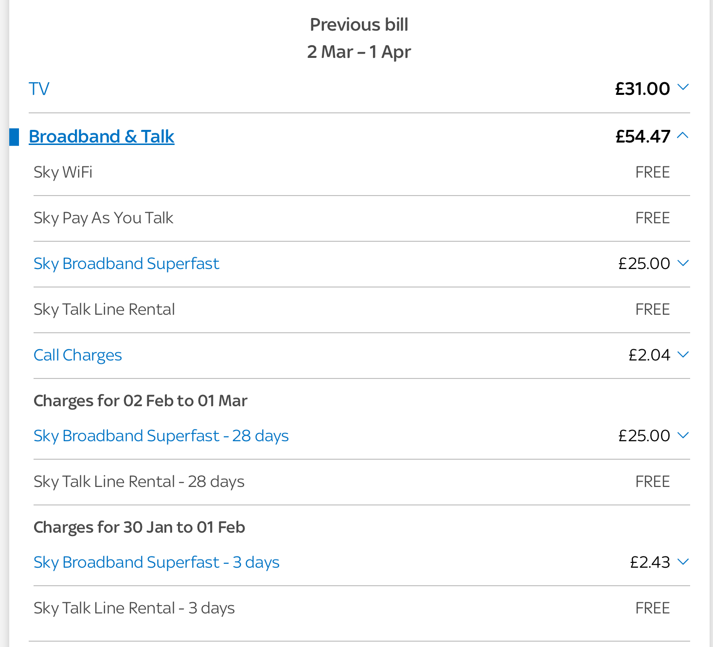 Broadband double charge on one bill | Sky Community
