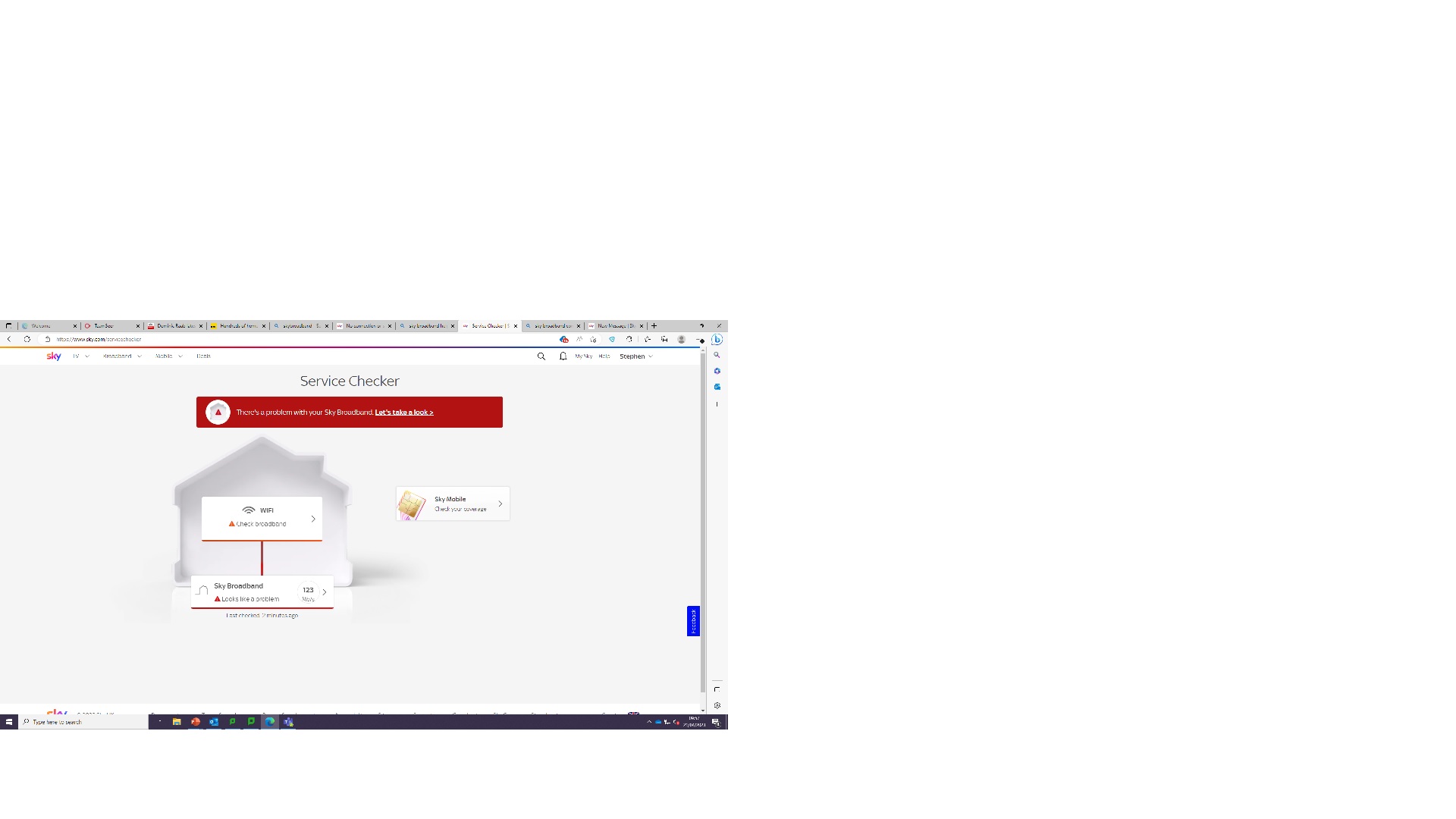 Broadband Hub loss of internet | Sky Community