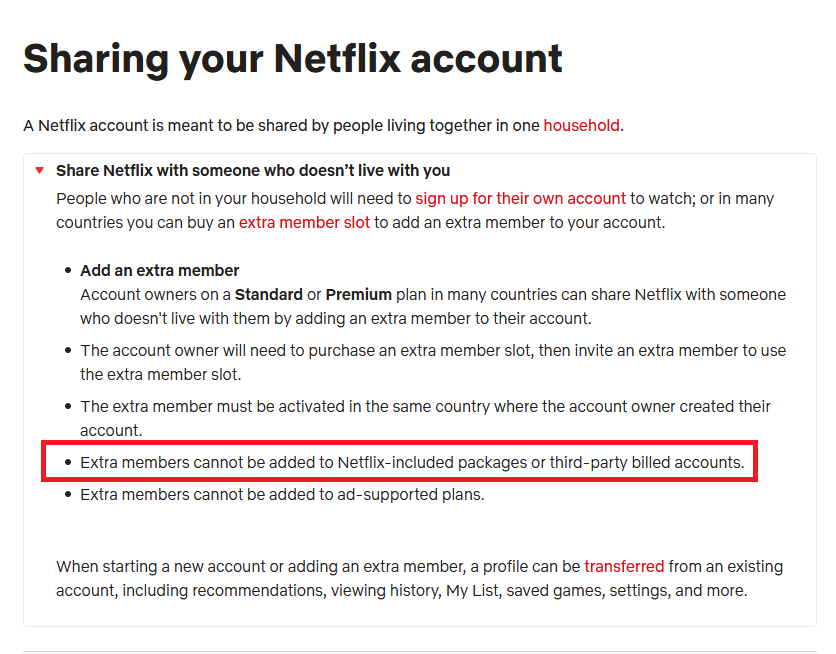 Netflix Password Sharing / Adding Extra Member | Sky Community