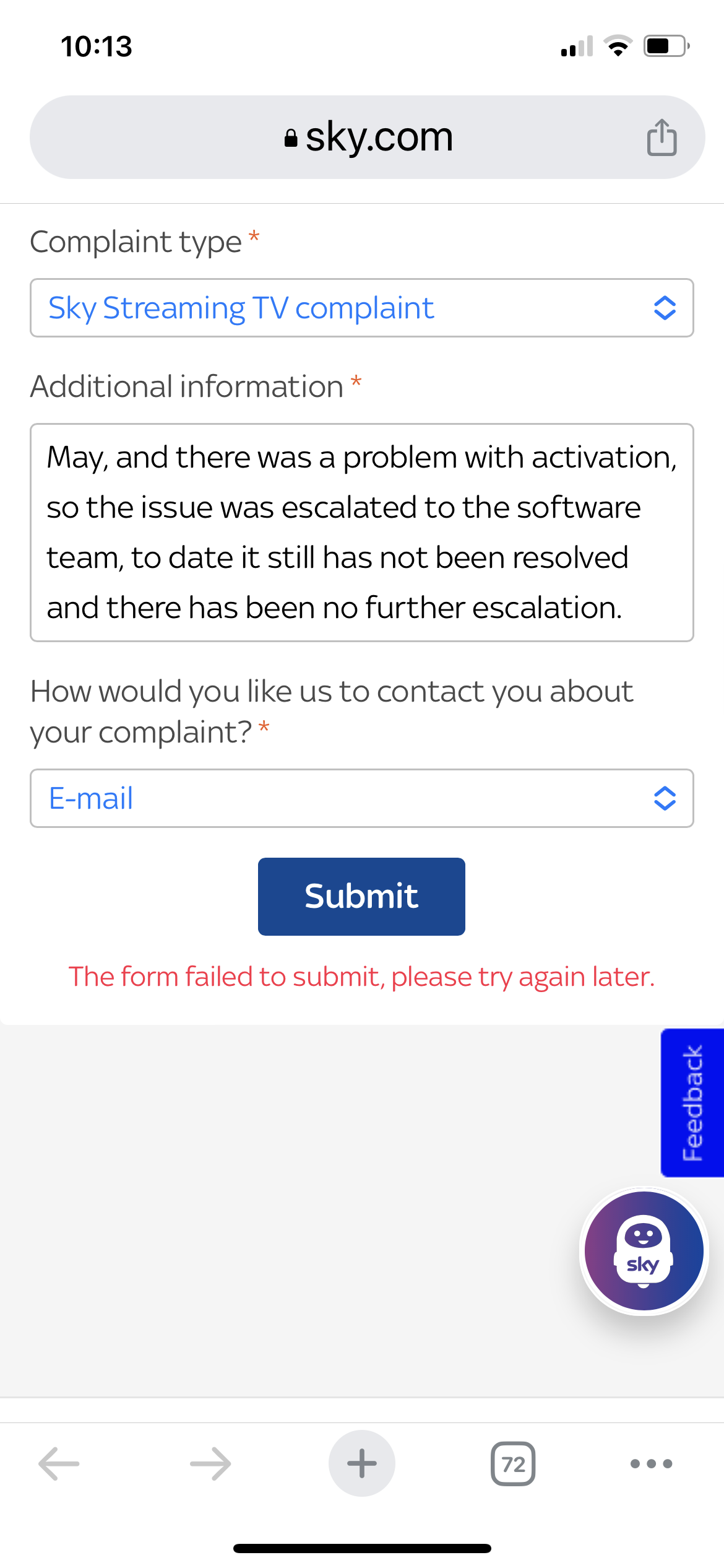Answered: 1 week on - failed 18 month sky cinema and sky spo... | Sky ...