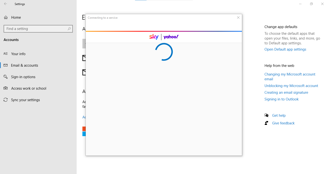 Setting Up Sky Yahoo E-Mail on the Windows 10 Mail... | Sky Community