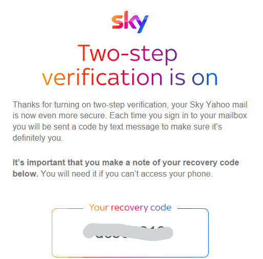 2 step email verification | Sky Community