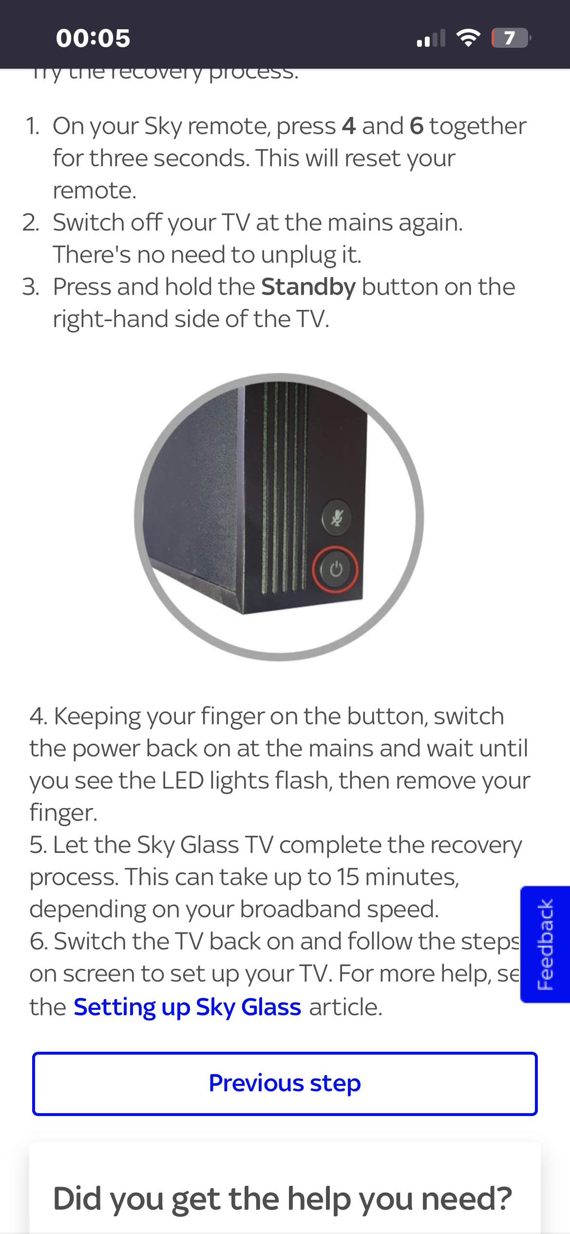 The “Pick up your remote” message | Sky Community