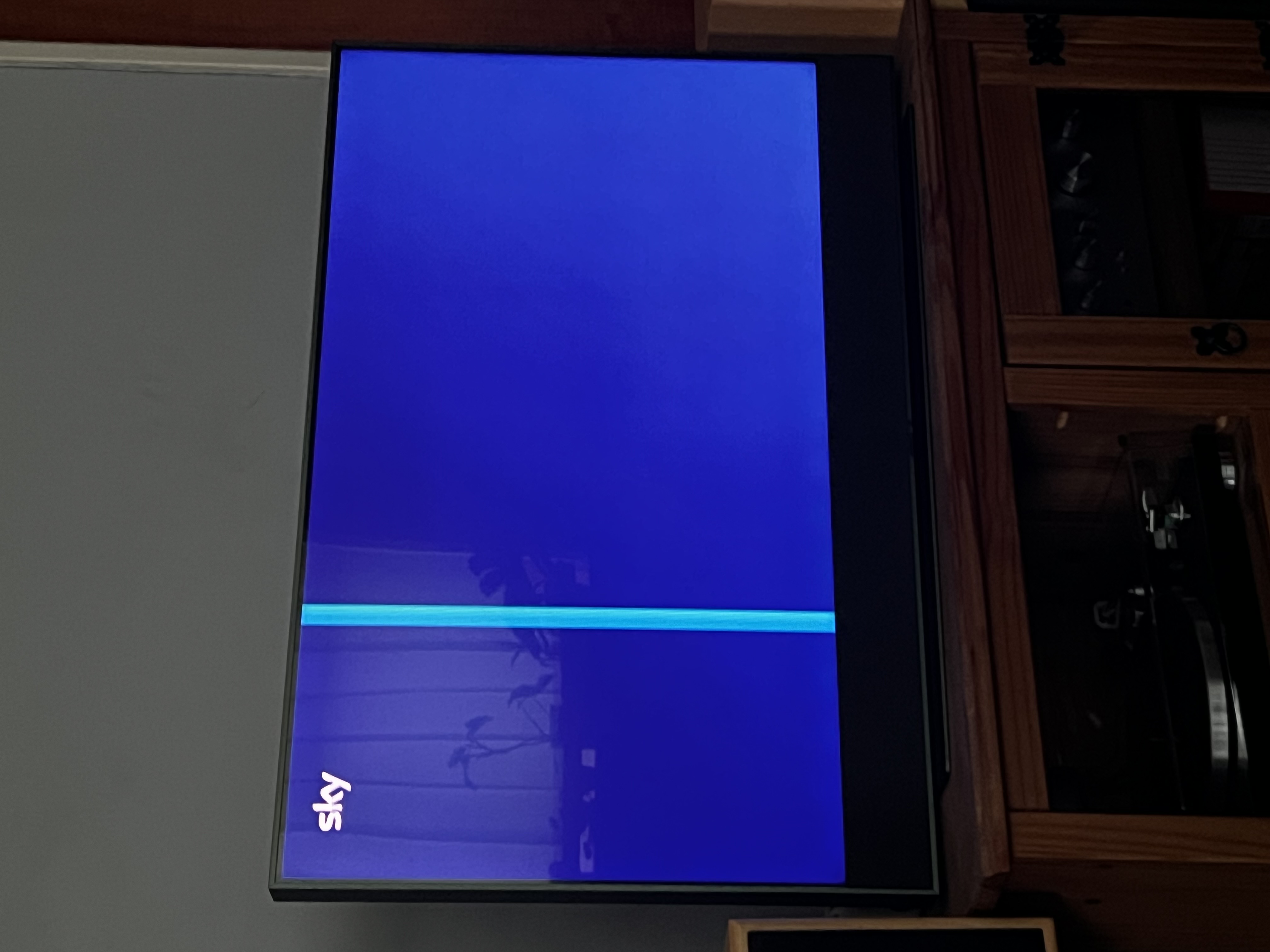 Annoying blue streak appeared on our screen today | Sky Community