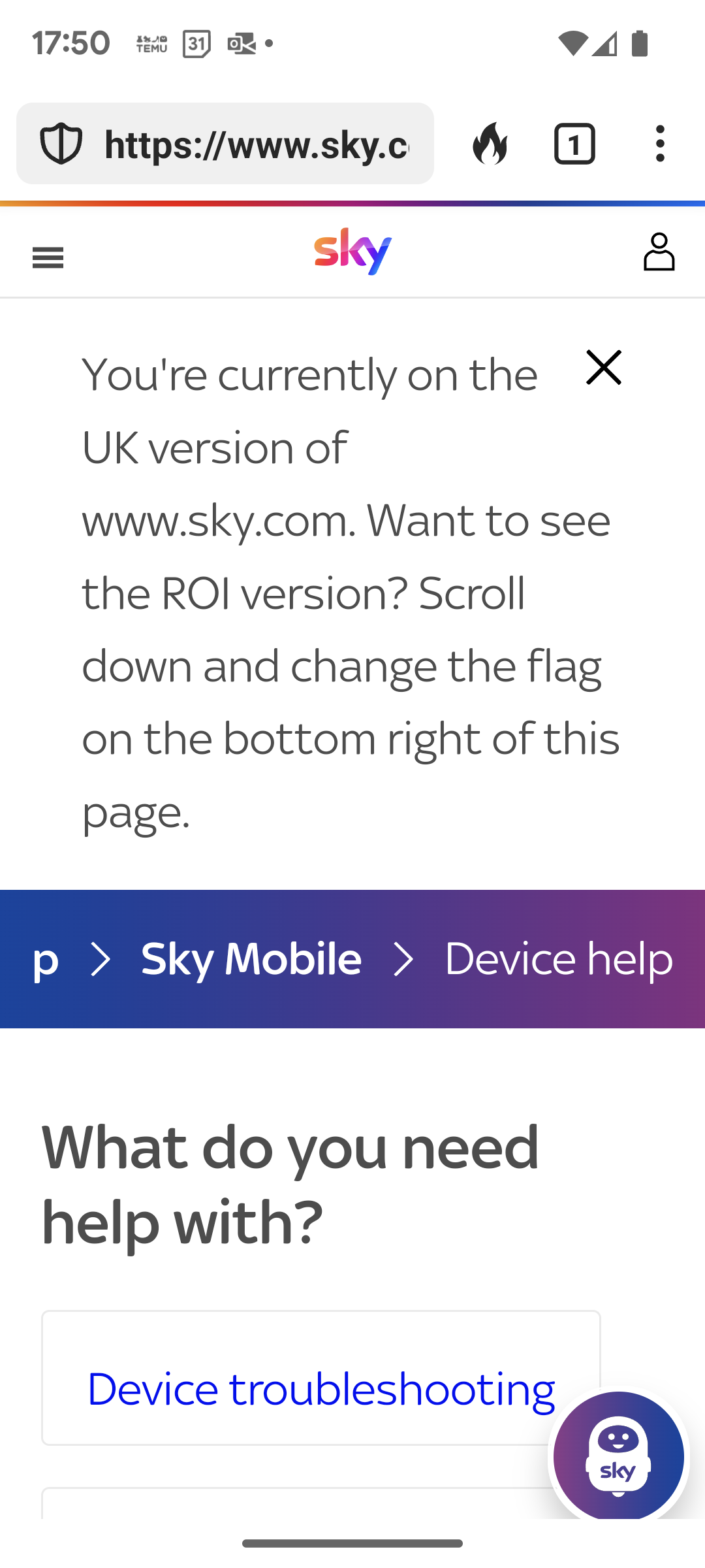 My Region/Country is wrong on all my Sims/phones S... | Sky Community