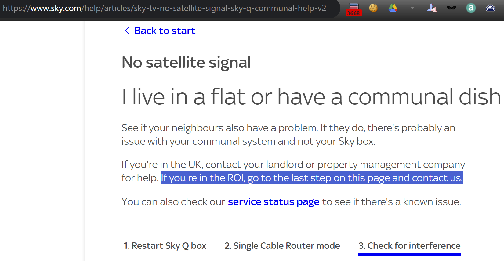 Answered: No satellite signal in Ireland - How do I reach a ... | Sky ...