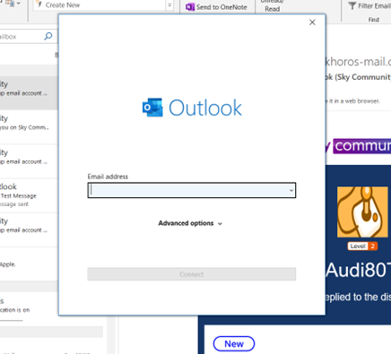 Unable to set up email account outlook | Sky Community
