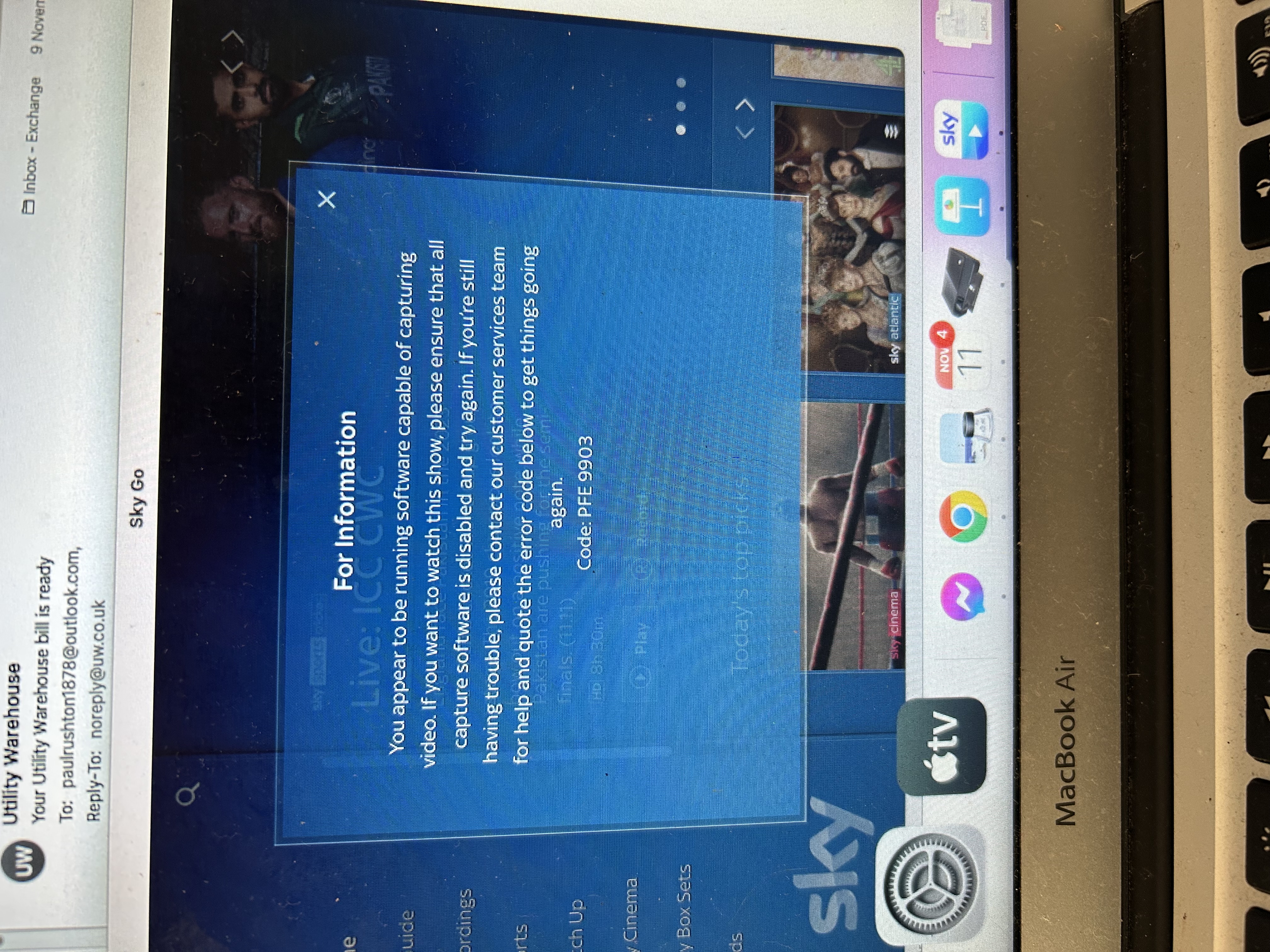Answered: Error code PFE 9903 Trying to watch SkyGo on a Mac... | Sky ...